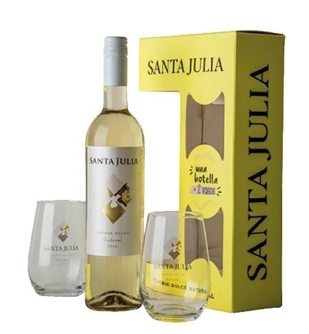 Estuche Santa Julia chenin con vasos - 3TIEMPO BEBIDAS