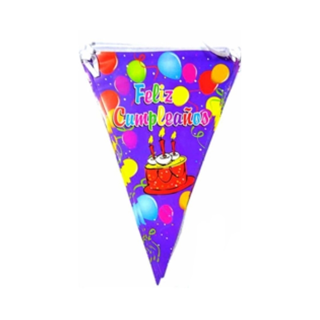 BANDERIN TRIANGULO FELIZ CUMPLEAÑOS 4,40 mts