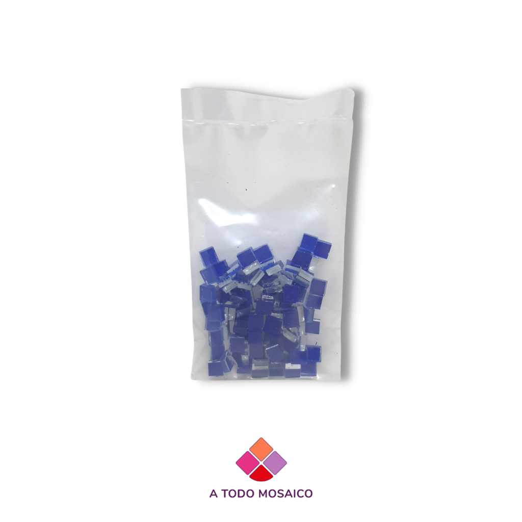 Vidrio pintado color azul 0,5x0,5cm