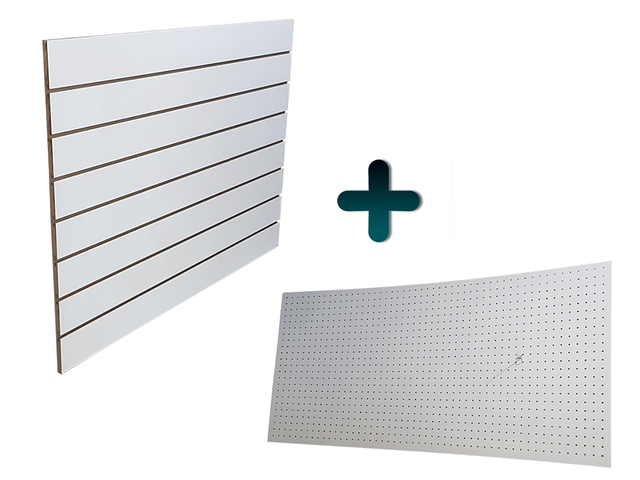 Panel Ranurado Melamina Chico + Panel Perforado Combo