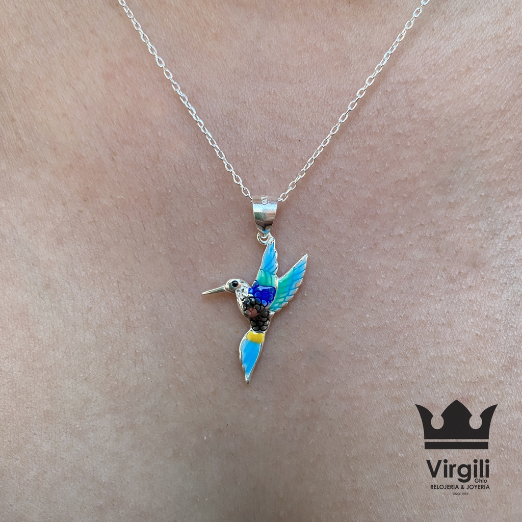 Conjunto colibri multicolor en Plata 925 - Virgili Ghio