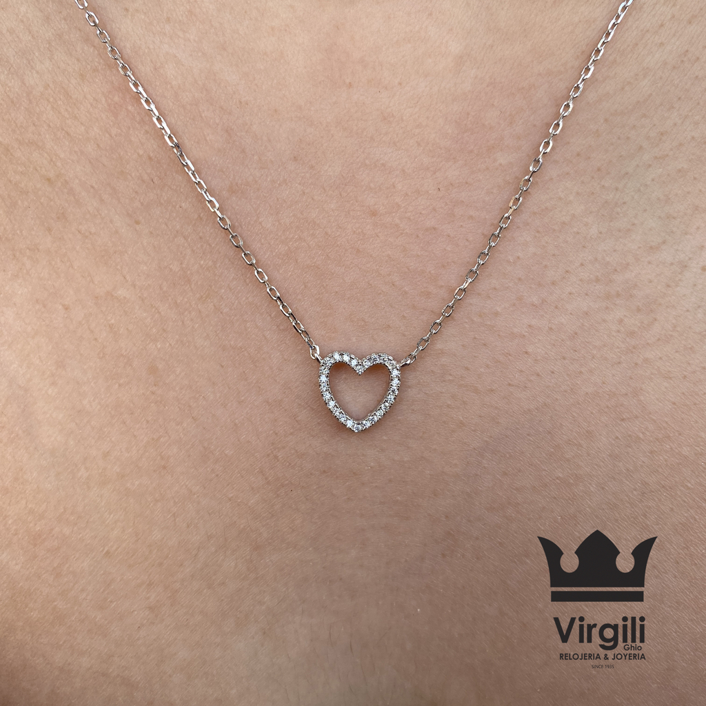 Conjunto corazon calado en Plata 925 con cubics