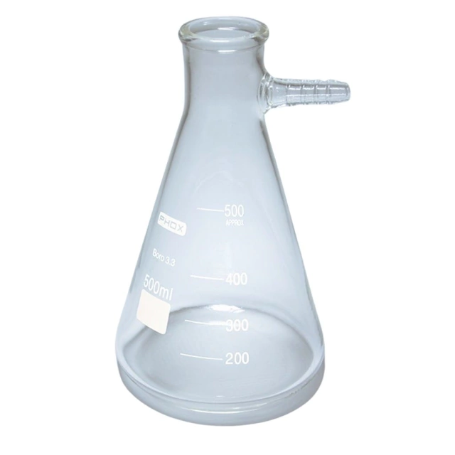 Frasco Kitazato 500mL com Saída Superior em Vidro Reforçado Und