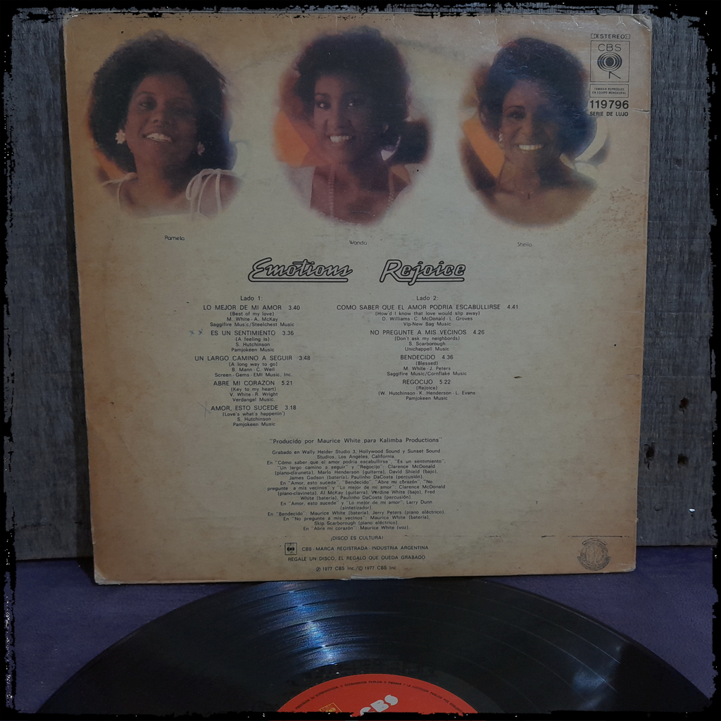 EMOTIONS - Rejoice - Ed ARG 1977 Vinilo / LP