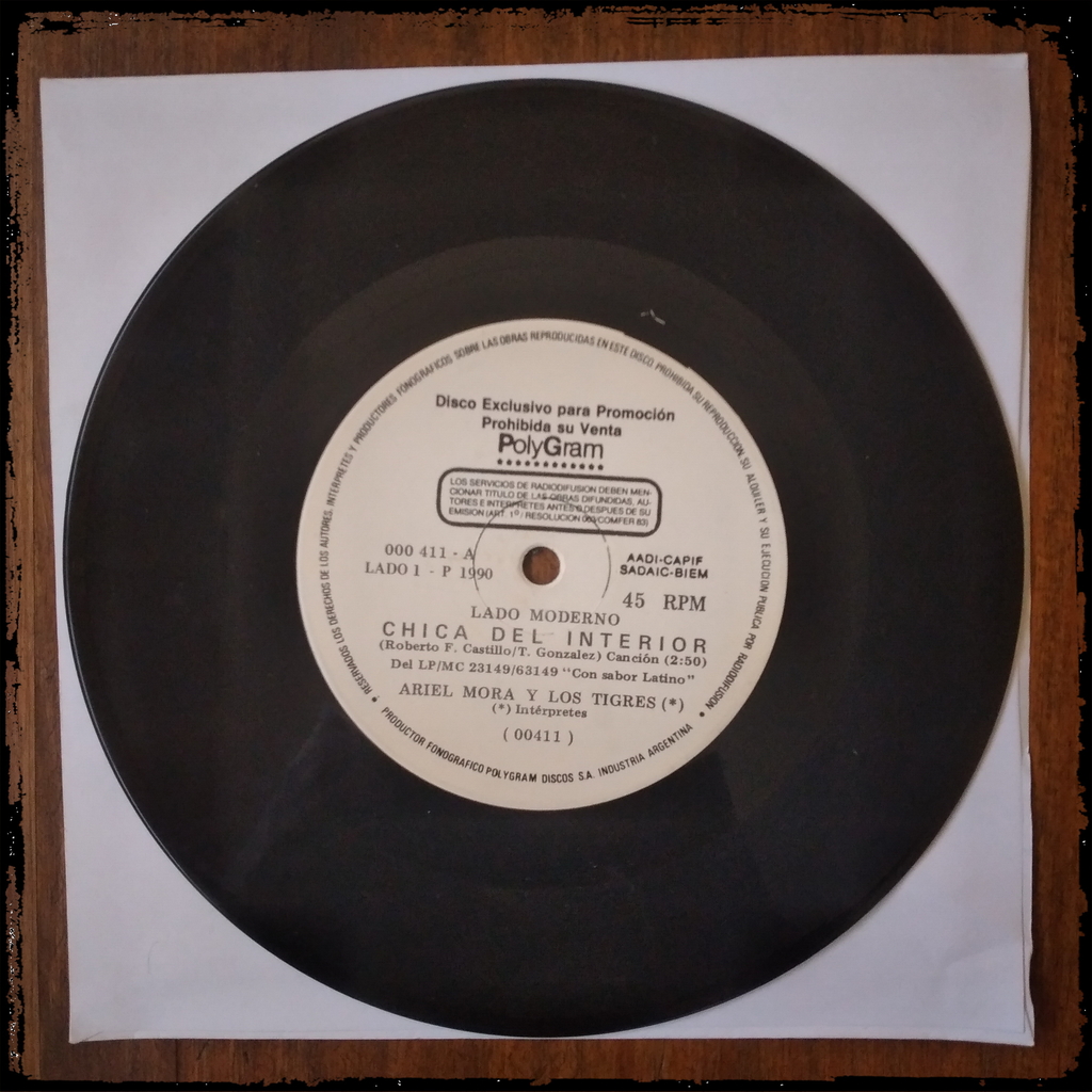 ARIEL MORA Y LOS TIGRES - Chica Del Interior - Ed ARG 1990 Vinilo / Single