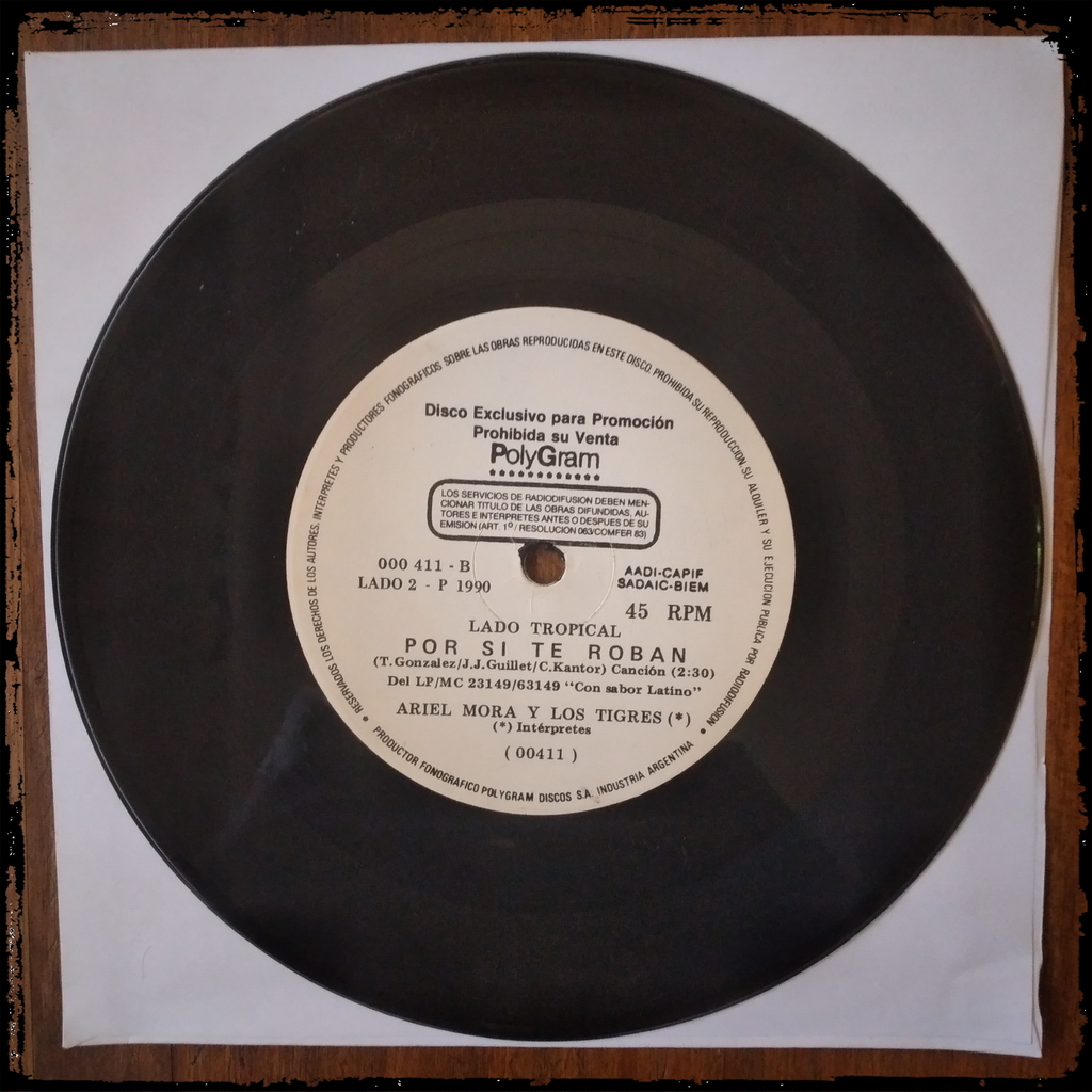 ARIEL MORA Y LOS TIGRES - Chica Del Interior - Ed ARG 1990 Vinilo / Single