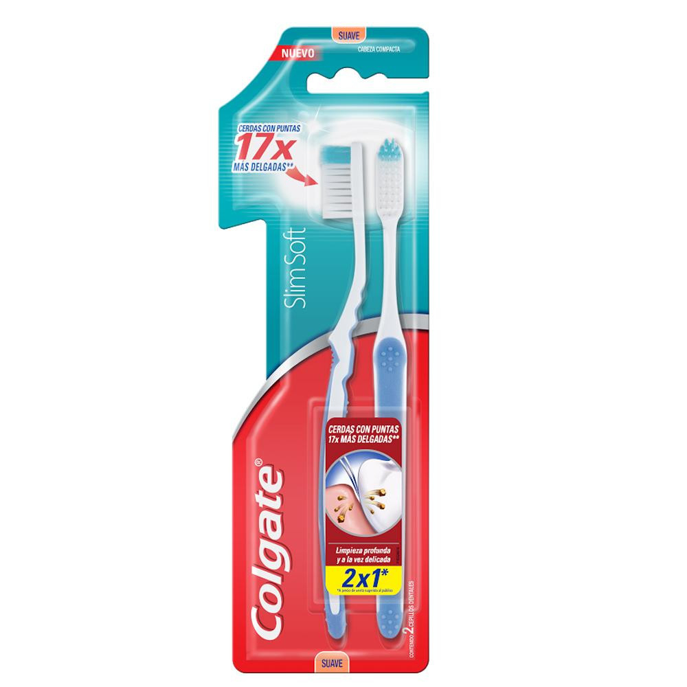 Colgate Cepillo Dental Slim Soft Suave 2 Unidades