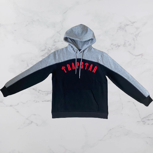 Conjunto Trapstar Irongate "Preto/Cinza/Vermelho"