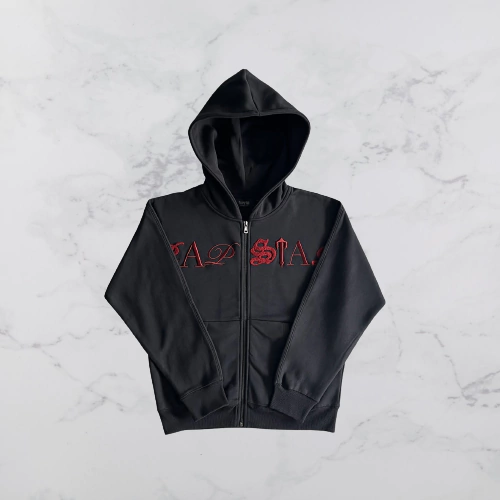 Conjunto Trapstar Widcard Zip "Preto/Vermelho"