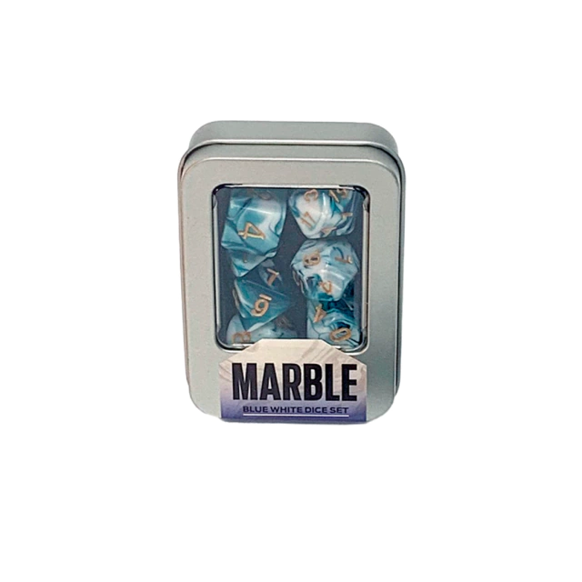 Kit de Dados: Marble - Blue White - Overrun Geek Store