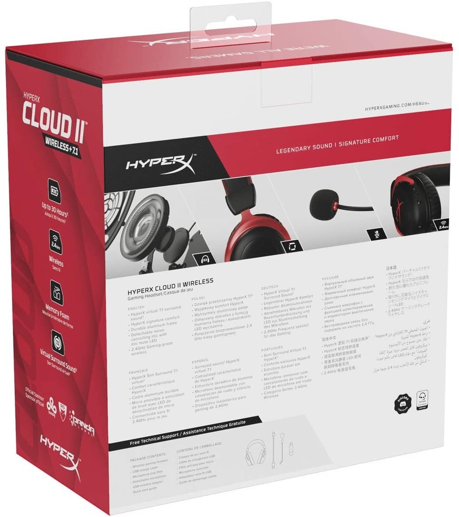 HyperX Cloud II Wireless Audífonos Inalámbricos Para Videojuegos