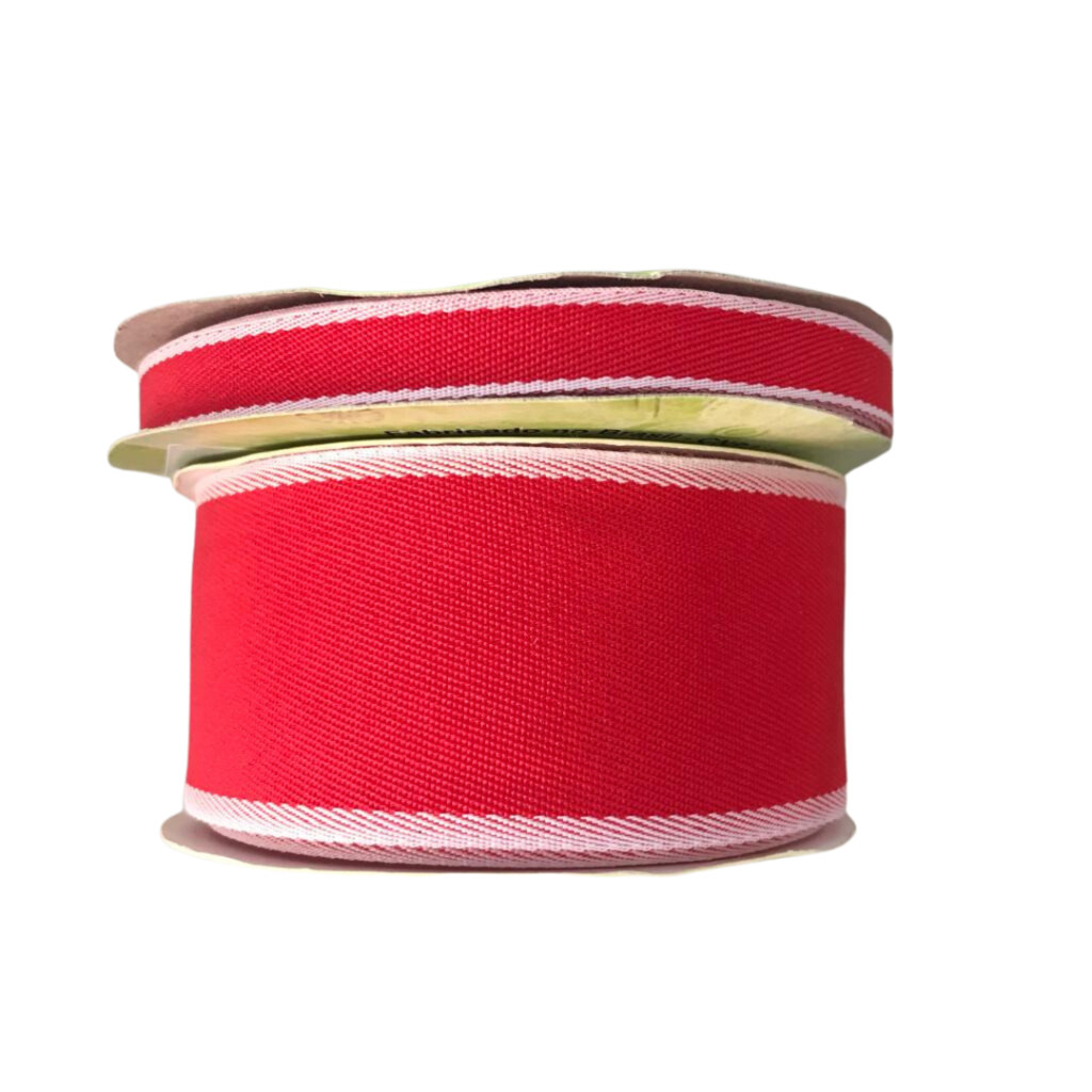 FITA VERMELHA COM BORDA BRANCA - ART FITAS - 2 METROS