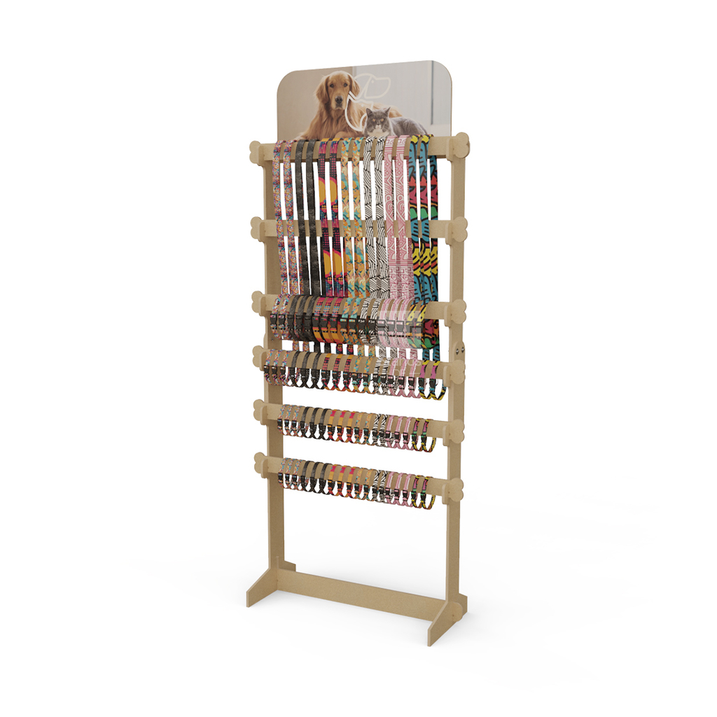 Exhibidores de madera armables y portátiles