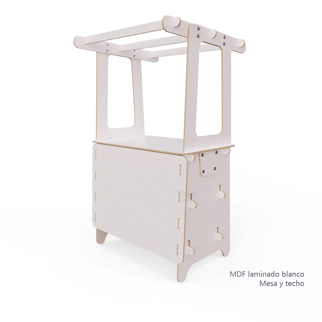 Mesa alta armable de madera kiosko