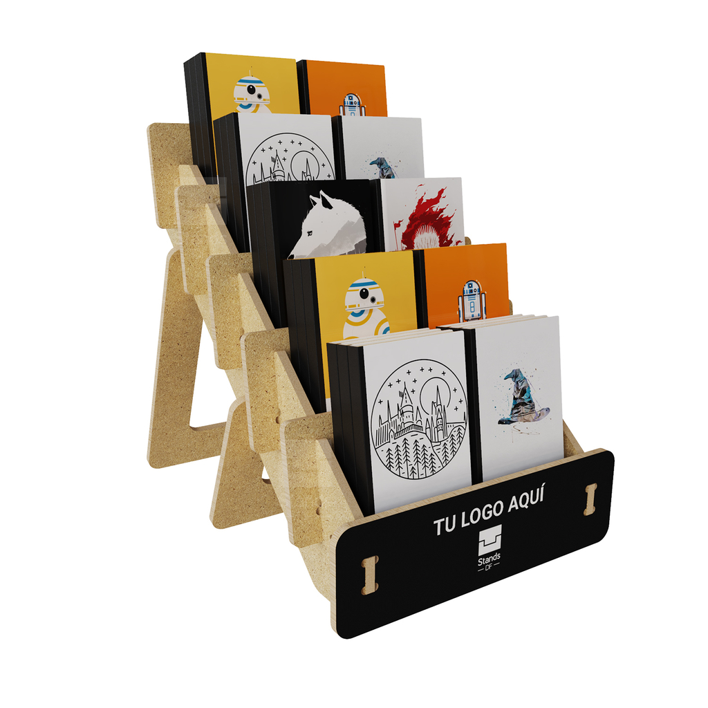 Exhibidores armables para libros, libretas y librerías