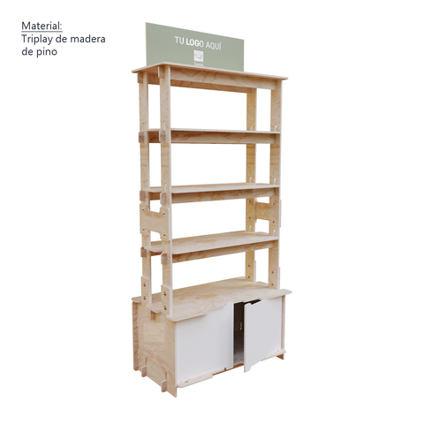 Stand exhibidor de madera armable Mexico para productos