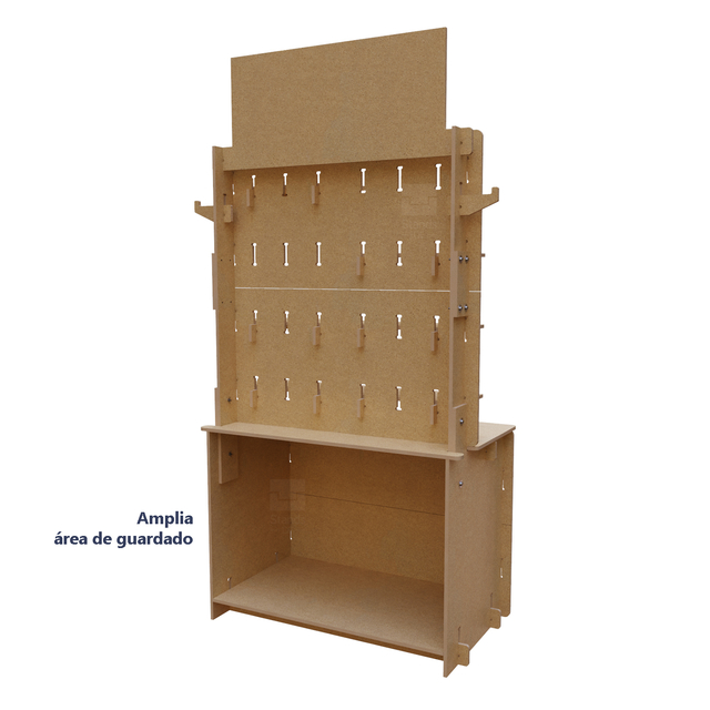 Exhibidores de madera armables y portátiles