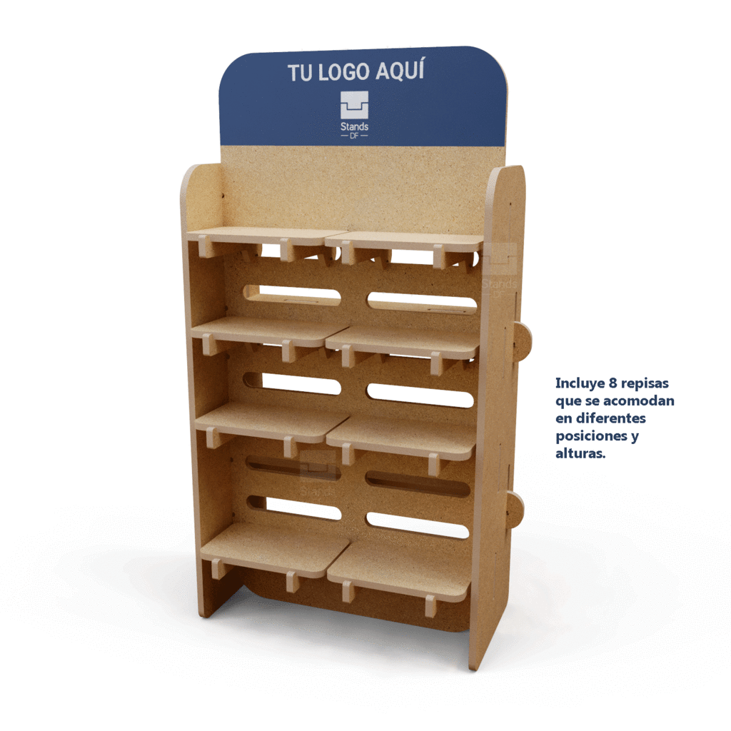 Stand exhibidor de madera pequeno portatil para productos Mexico