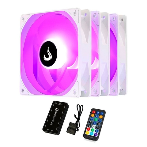 KIT COOLER FAN, 3x120mm, RGB, BRANCO - RM-CF-02-RGB - RISEMODE