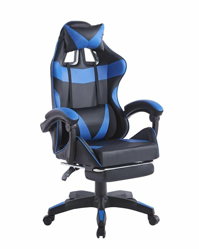 Silla Gamer Bali con apoya piernas - azul - Grupo SL