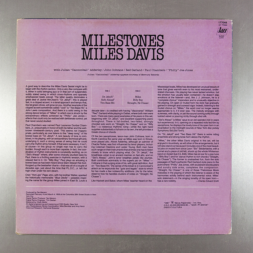 Miles Davis - Milestones - Comprar em Supernova Discos
