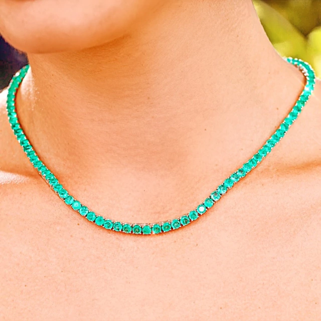 Colar Riviera Esmeralda Colombiana Prata925