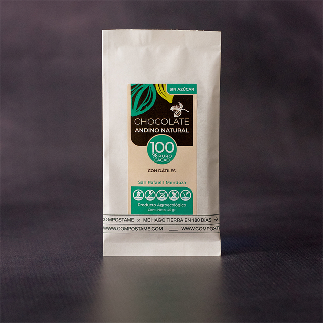 100% Cacao con Dátiles 50gr - Chocolate Andino Natural