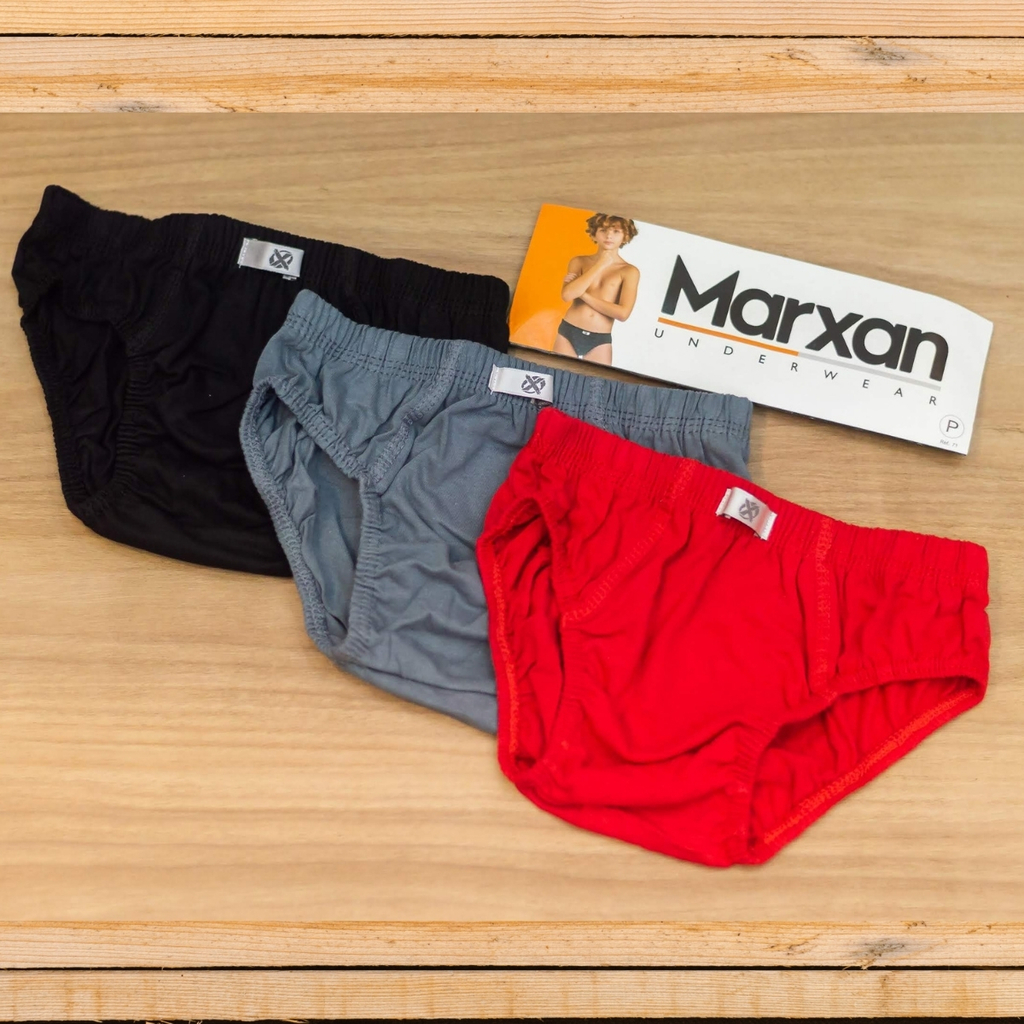 Kit Com 3 Cueca Algodão Infantil Sem/Cós Marxan
