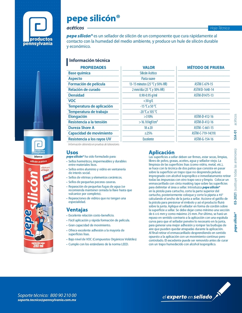 Pnn Ssi1A36 Silicon 100% Arquitecto Aluminio 280Ml Pennsylvania