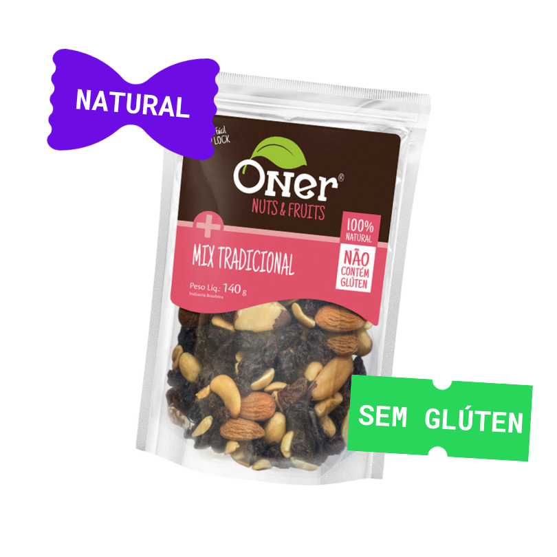 Mix de Nuts Tradicional 100% Natural Sem Adição de Açúcar - 120g | Oner ...