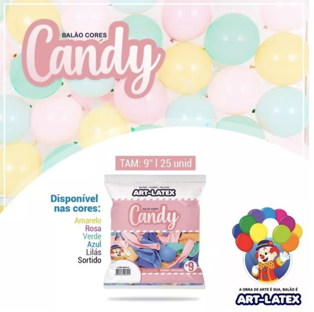 Balão Bexiga Candy 16 Polegadas 12 Uni Diversas Cores Artlatex - Insp