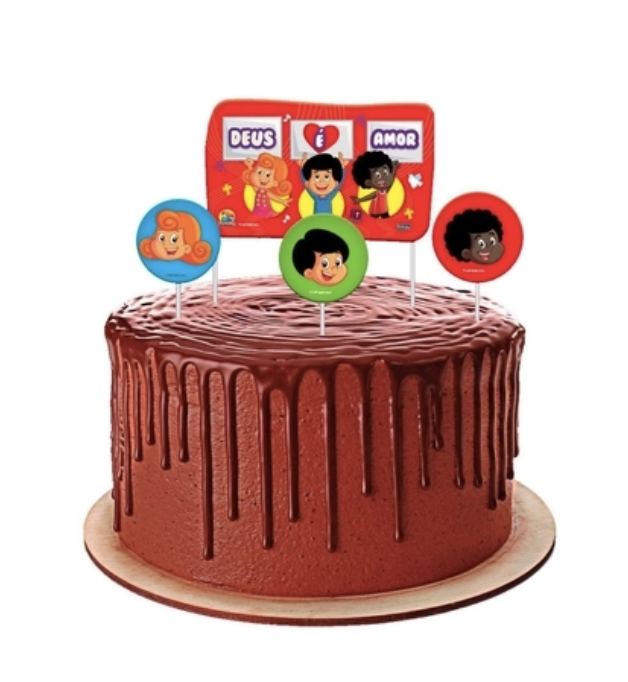 Topo para bolo para Festa 3 Palavrinhas - 4 Unidades