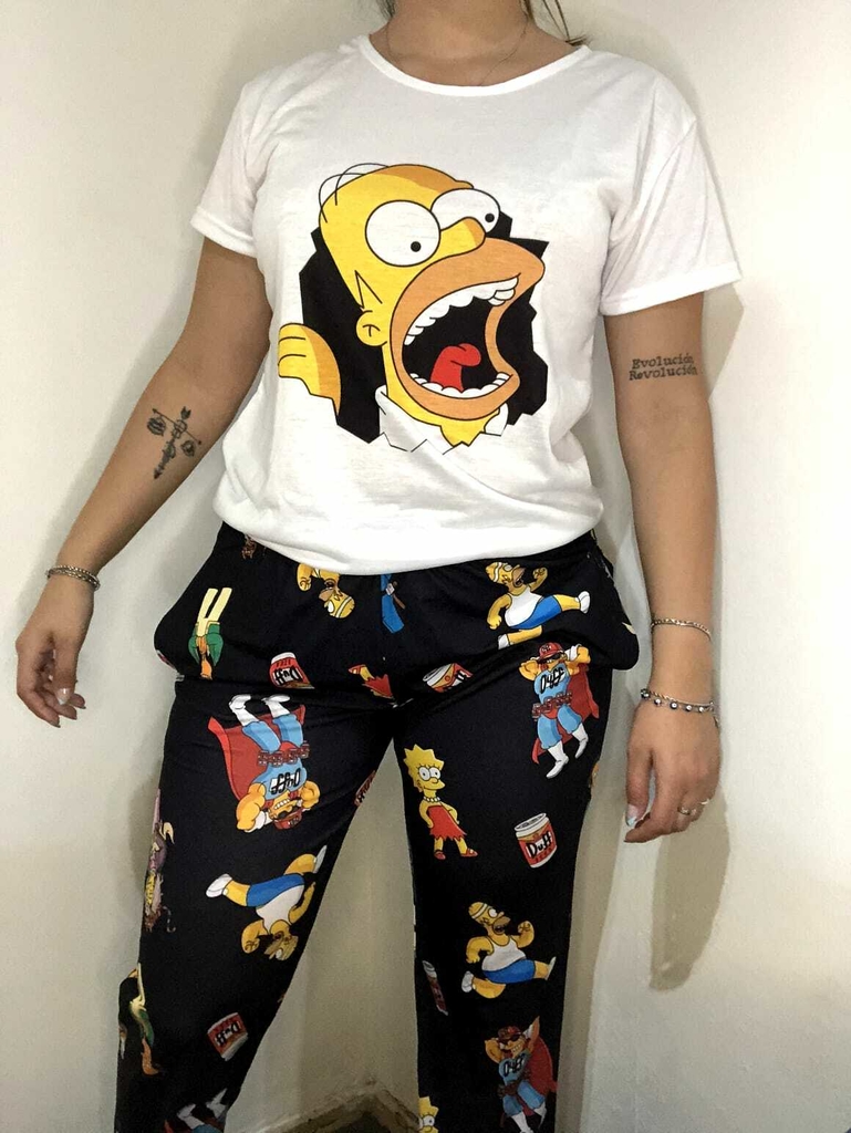 Pijama Estampado Homero (Pantalon Negro) - Invito