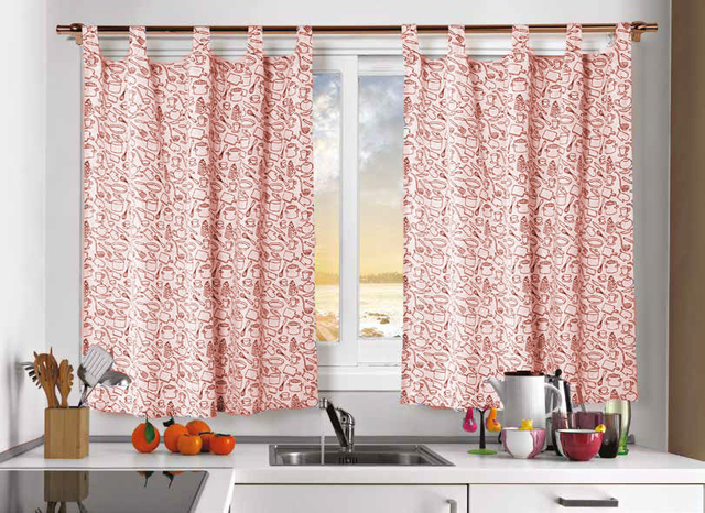 Cortina Cocina Rustica Estampada - Bordo