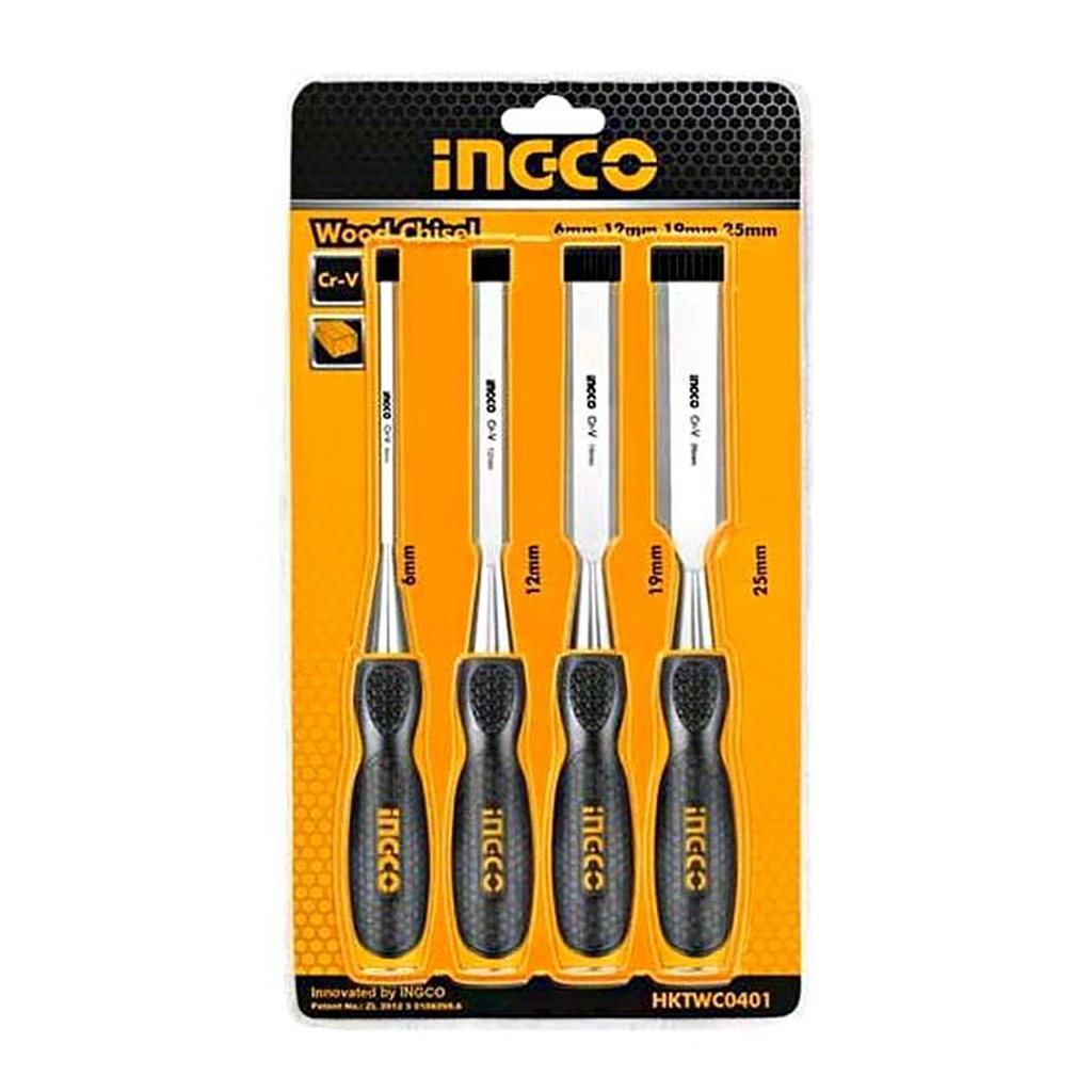 Set de 4 Formones para madera Ingco Cr-V