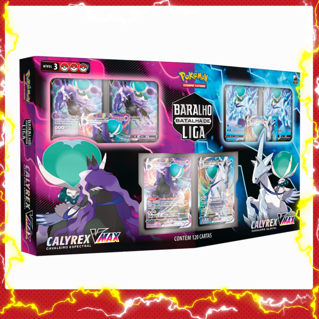 Box Pokémon Baralho Batalha de Liga Calyrex Cavaleiro Espectral e ...