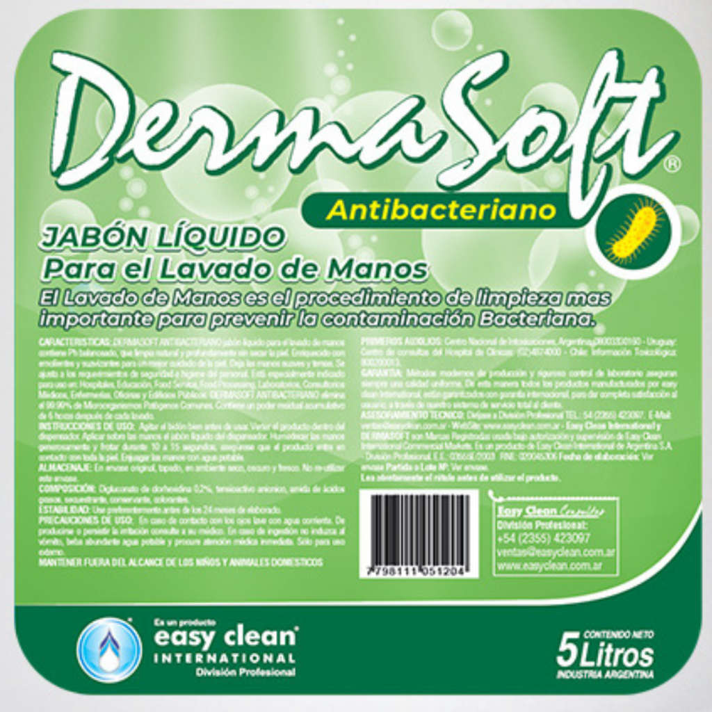 JABON LIQ DERMASOFT ANTIBACTERIAL X 500 CC - QuimiCat