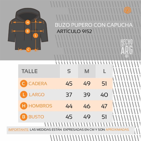 Buzo corto con capucha estilo pupero