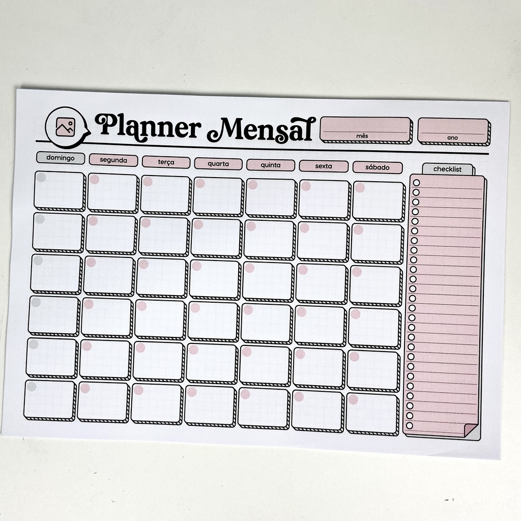 Planner Mensal - Rosa - Mia Presentes & Papelaria