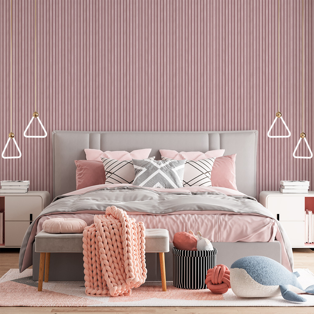 Papel de Parede Non Woven Ripado 3x1 Rosa