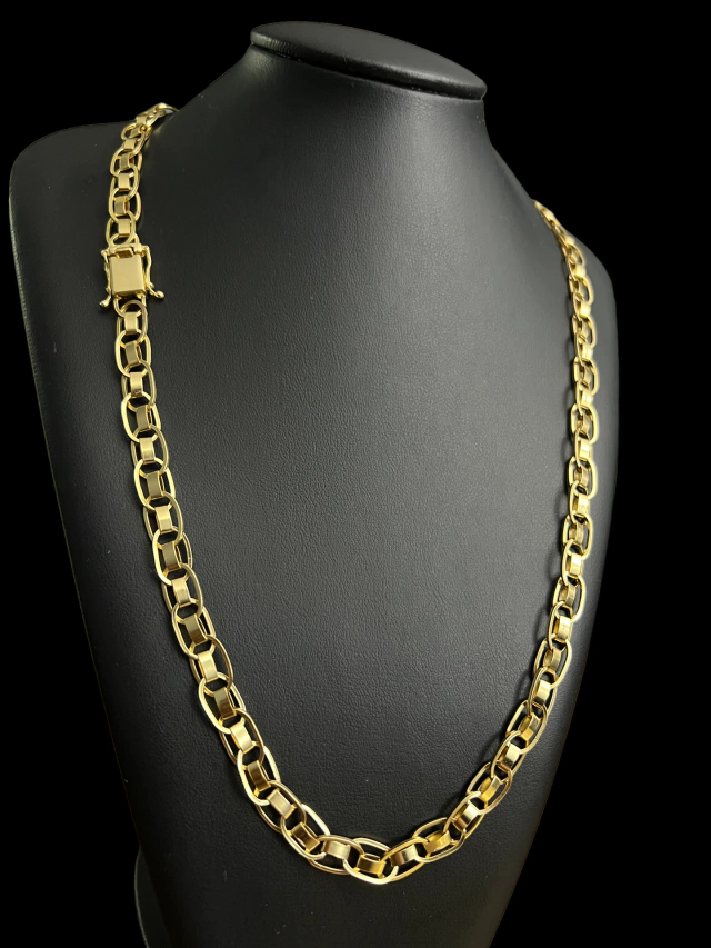 CORDÃO IMPERADOR MATRIX 10MM- BANHADO A OURO 18K