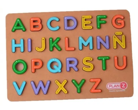 Encastre De Madera Letras Abecedario Motricidad Fina Didácti