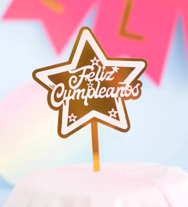 Topper Estrella Blanco y Dorado