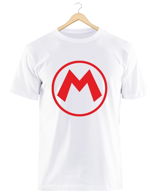 Remera Mario Bros Logo Blanca Manga Corta 100% Algodón Peinado