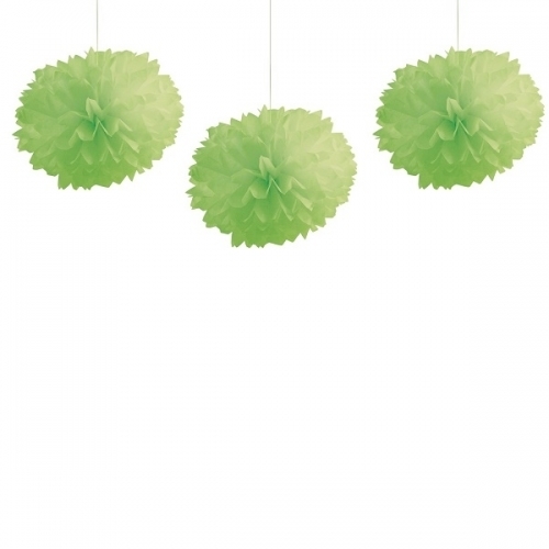 Pompones de Papel Verde Kiwi 3 Pzas
