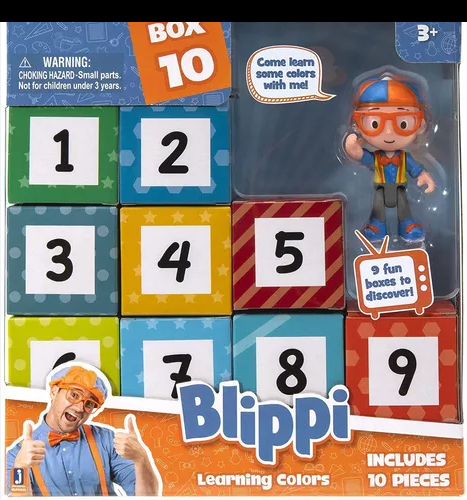 Blippi 86104 - Playset 9 Cubos con Figura 5cm - Numeros