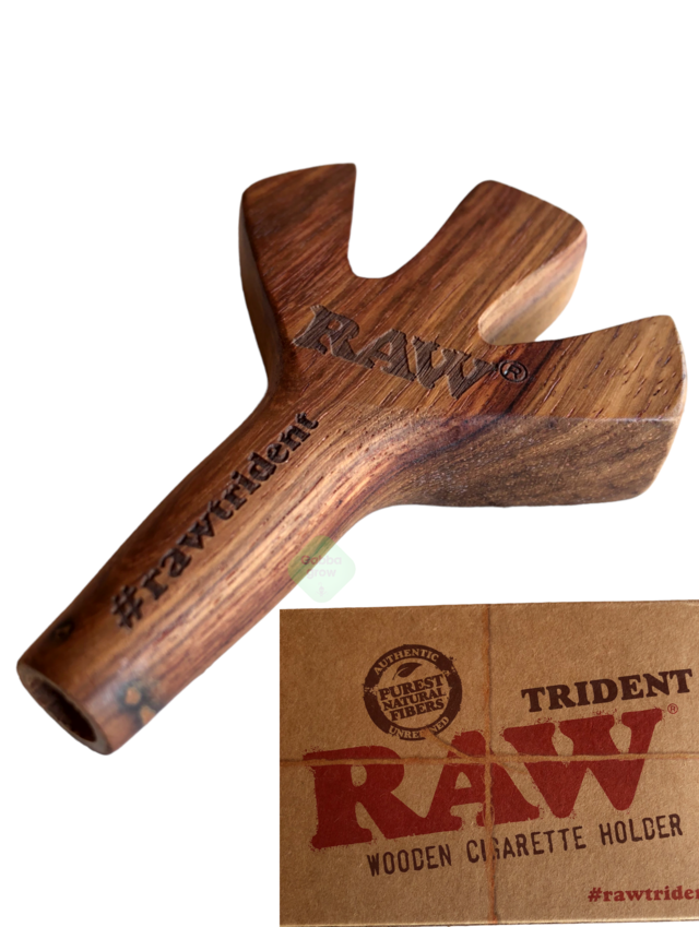Raw Trident Holder Wooden Madera Tridente Pipa