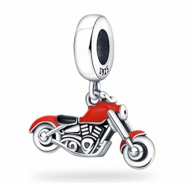 Berloque moto Vermelha Prata 925 - Formidável Joias