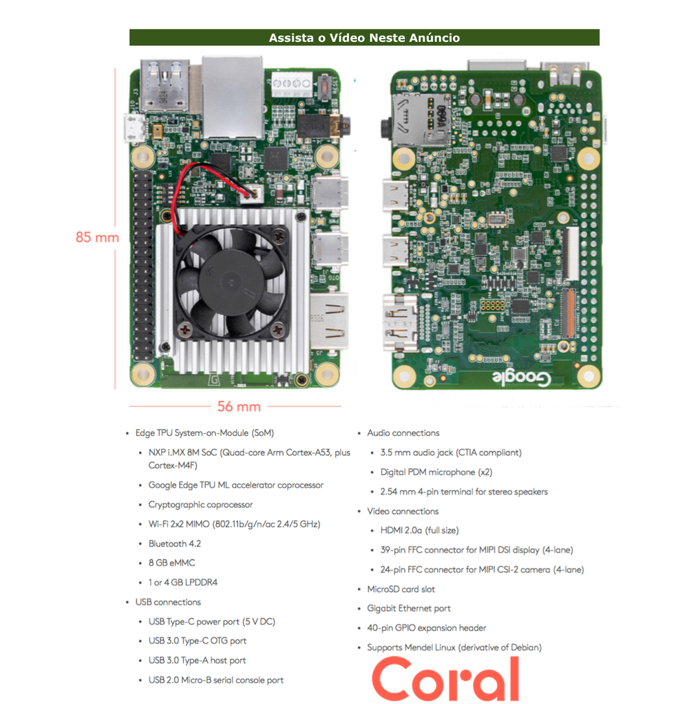 Coral Dev Board 1GB RAM + Coral Camera Module