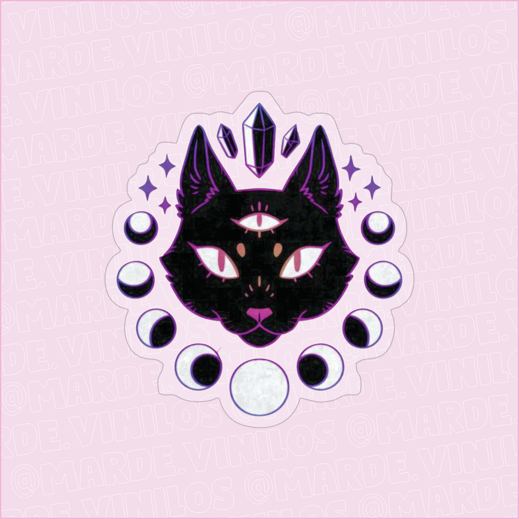 Sticker Transparente Gatito Brujo - Mar de Vinilos